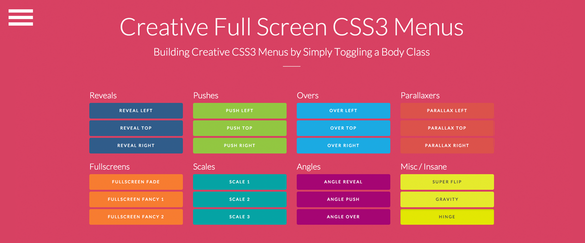 Building Full Screen Css3 Menus With Tons Of Creative Demos Fribly