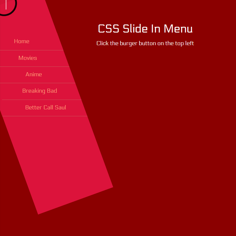 Css Slide In Menu Fribly
