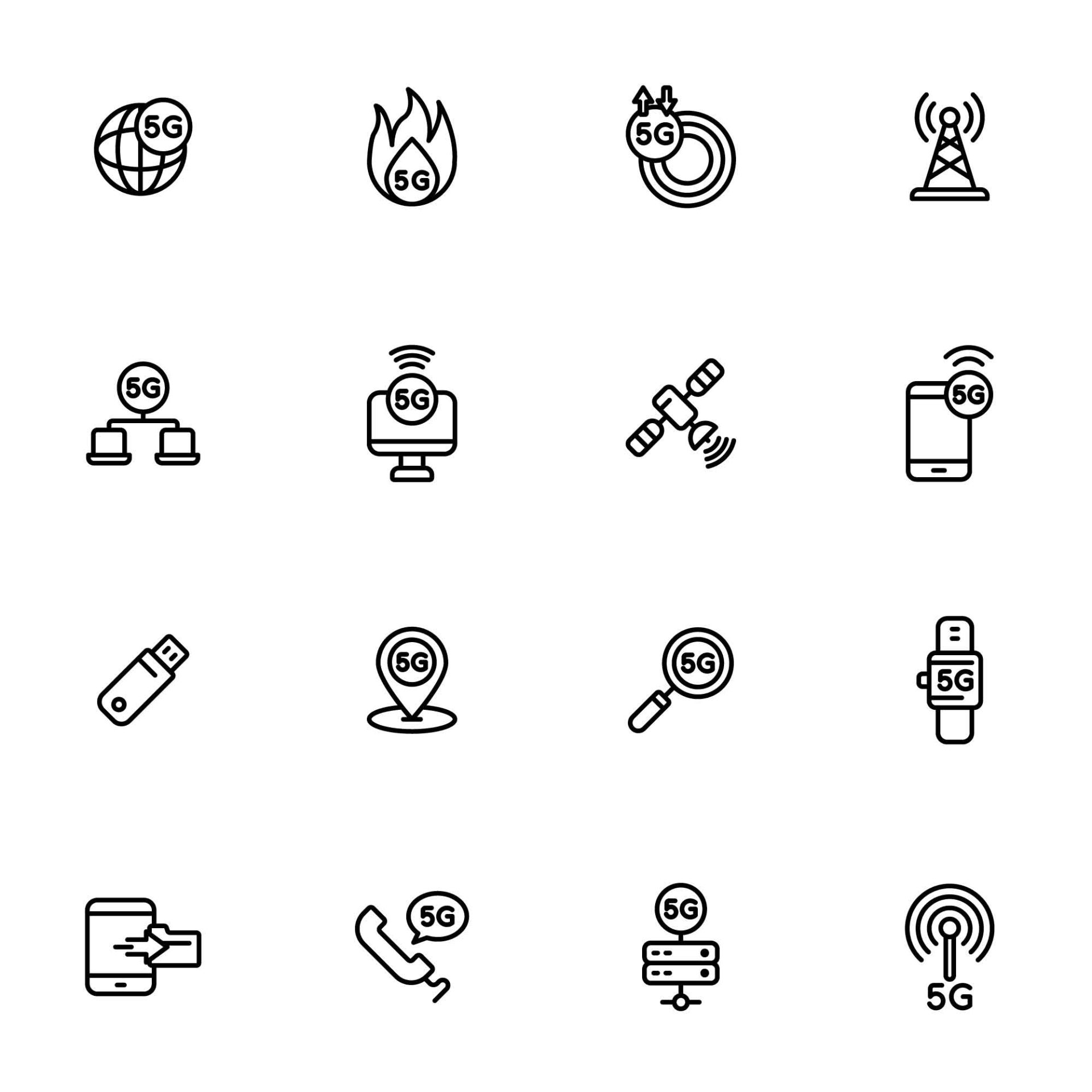 Free 5G Technology Line Icons - Icons - Fribly